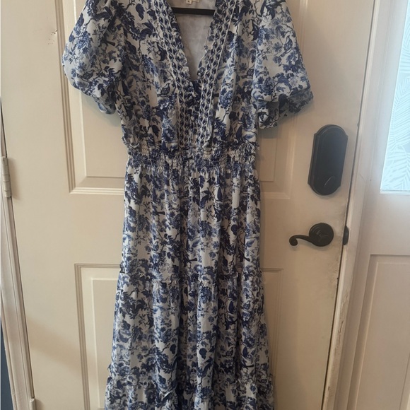 Max Studio | Dresses | Max Studio Blue And White Floral Maxi Dress ...
